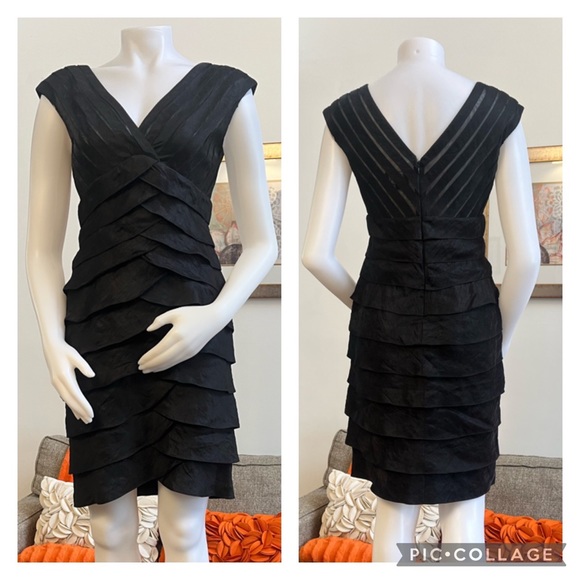 Adrianna Papell | Dresses | Adrianna Papell Classic Black Shutter Pleat ...